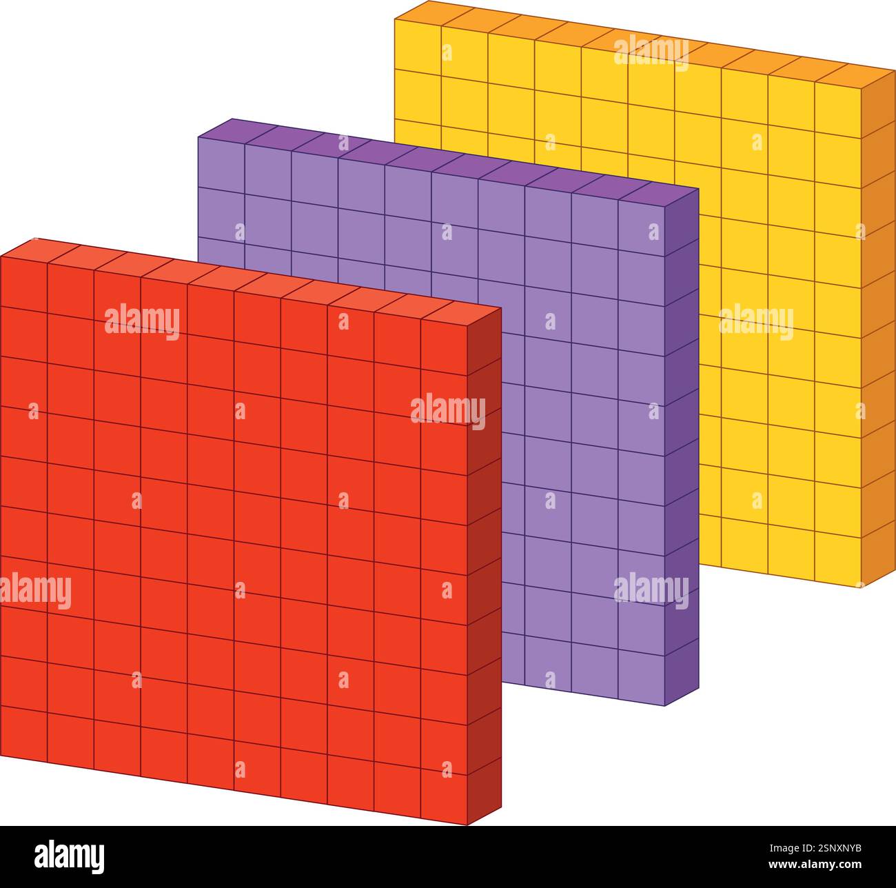 Three stacked blocks in red, purple, yellow Stock Vector Image & Art ...