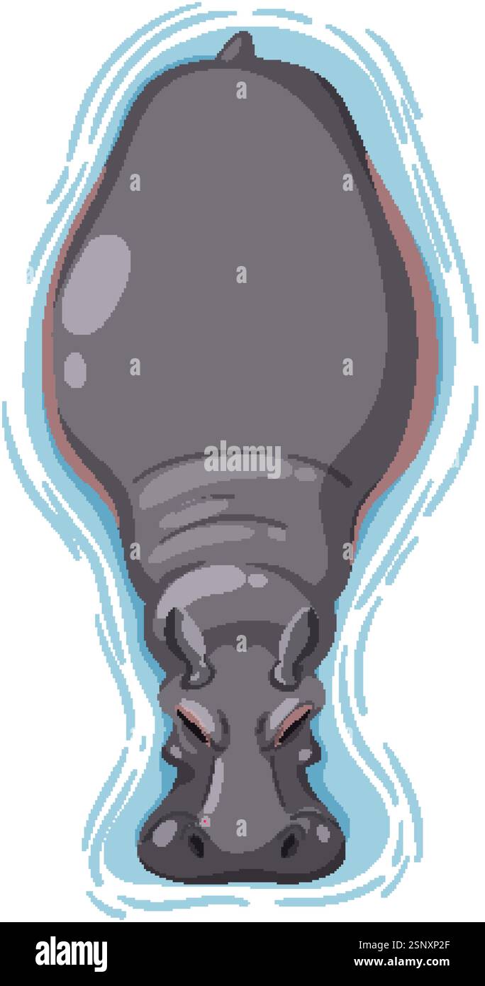 Illustration of a hippo swimming in blue water Stock Vector Image & Art ...