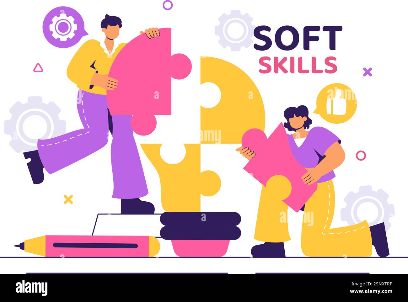 Vector Illustration of Office Workers Demonstrating Soft Skills such as Empathy, Communication ...