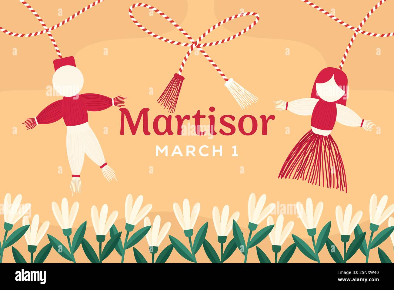 martisor tradition background illustration in flat style Stock Vector ...