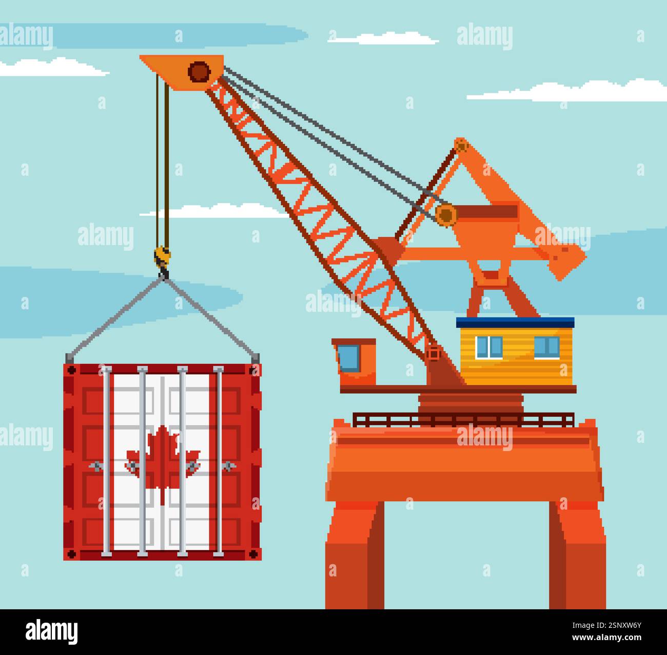 Crane lifting container with Canadian flag design Stock Vector Image ...