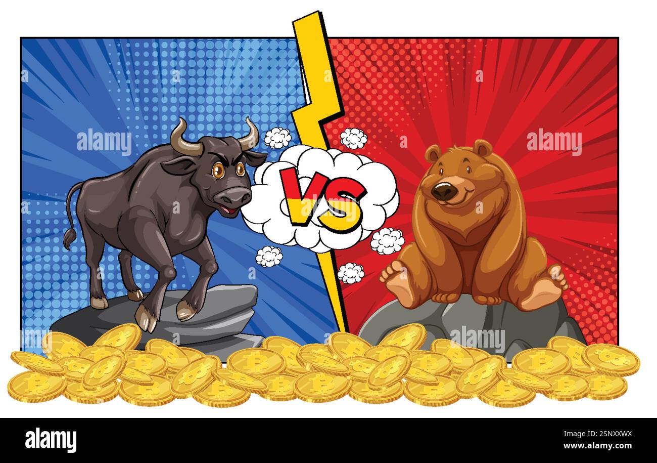 Illustration of bull and bear with gold coins Stock Vector Image & Art ...