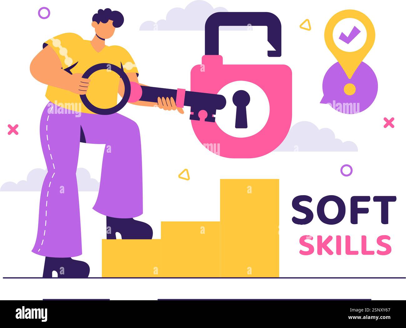 Vector Illustration of Office Workers Demonstrating Soft Skills such as ...