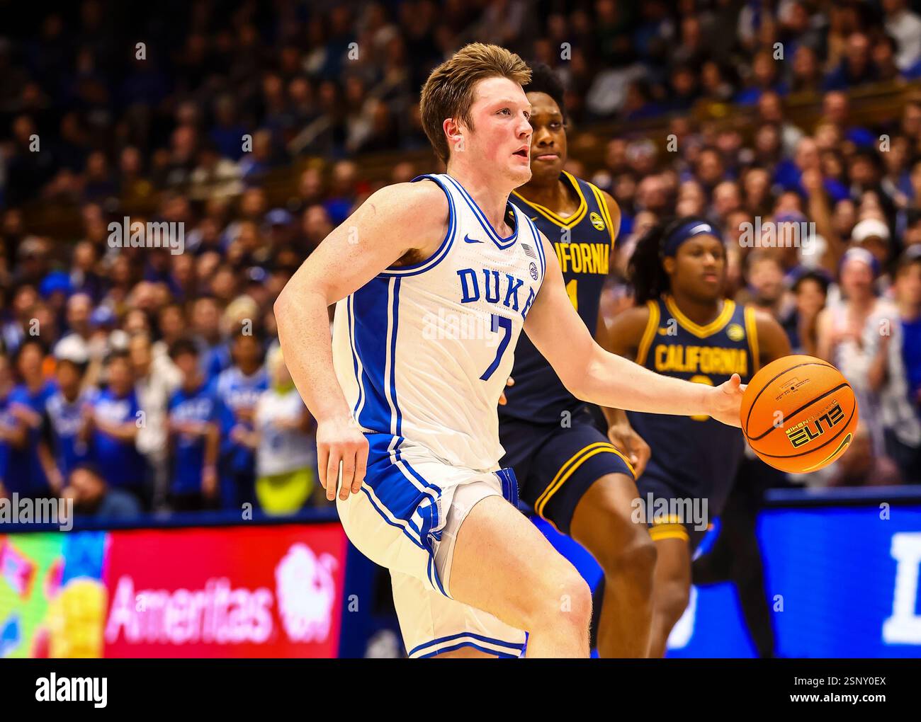 February 12, 2025: Duke forward Kon Knueppel (7) drives to the basket ...