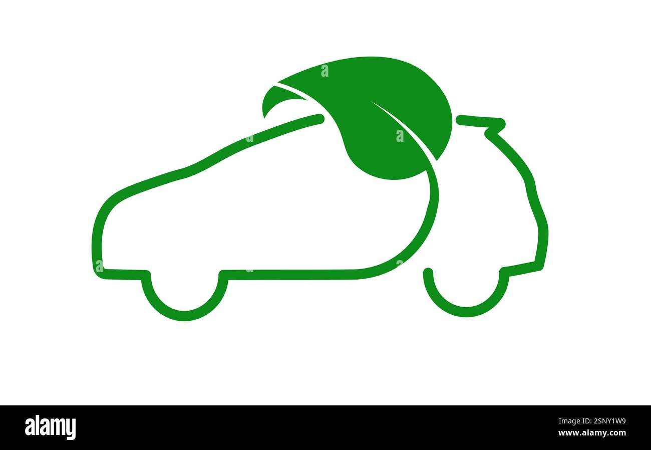 Eco-Friendly Car Outline with Leaf Symbol, Perfect for Sustainability ...