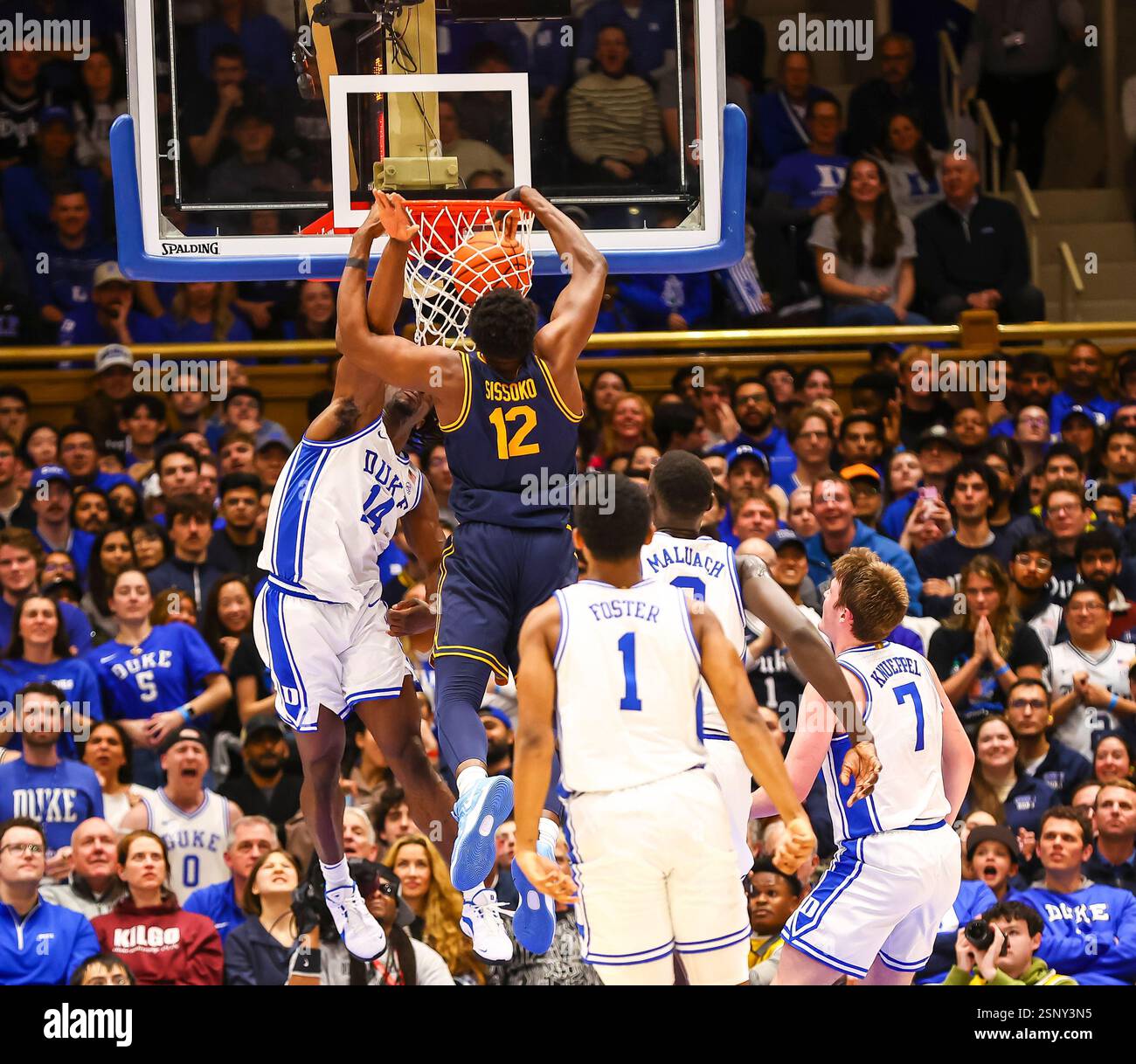 February 12, 2025: California center Mady Sissoko (12) dunks ball on ...