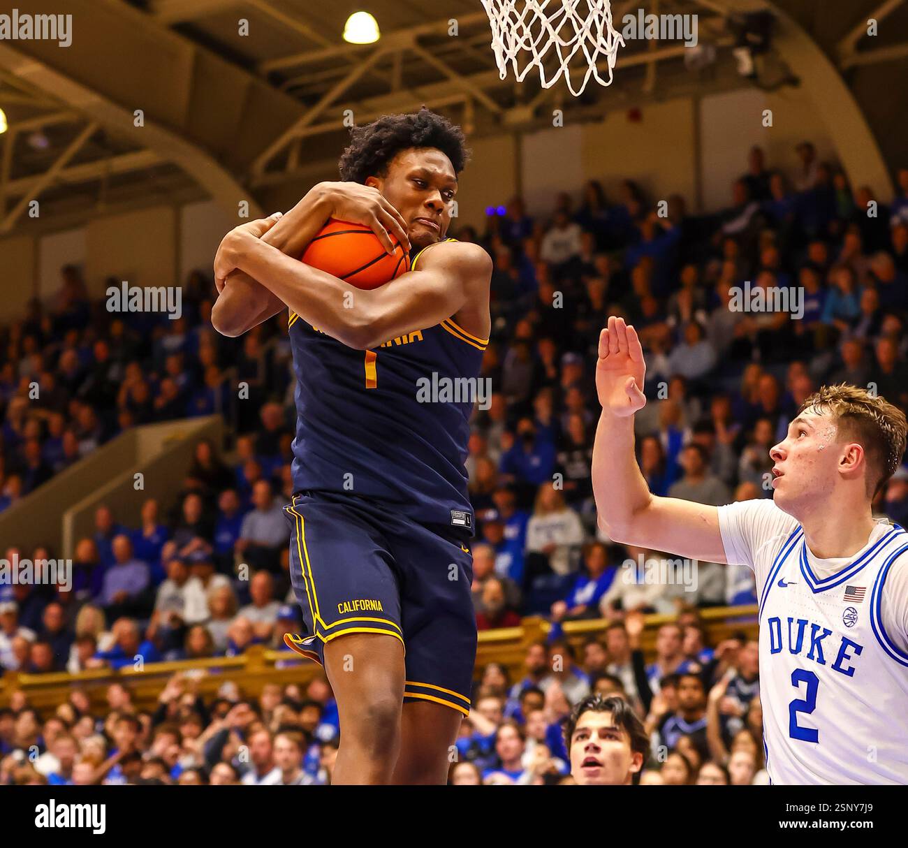 February 12, 2025: California forward Joshua Ola-Joseph (1) grabs ...