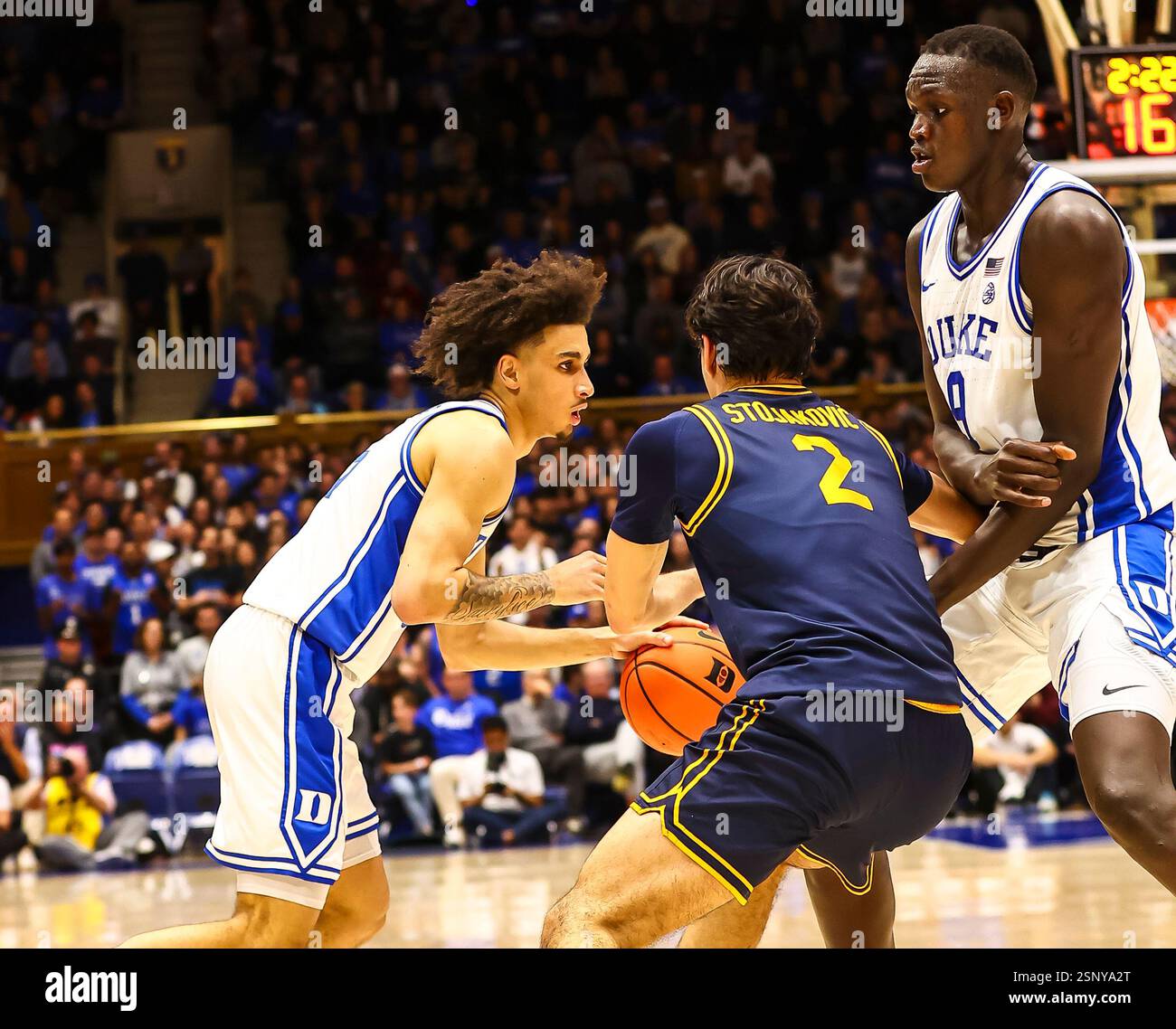 February 12, 2025: Duke guard Tyrese Proctor (5) dribbles ball around ...