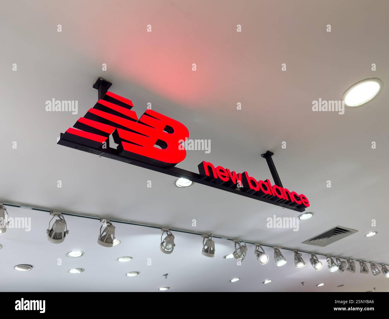 Guangzhou, China, March 11, 2024: New Balance logo in front of their ...