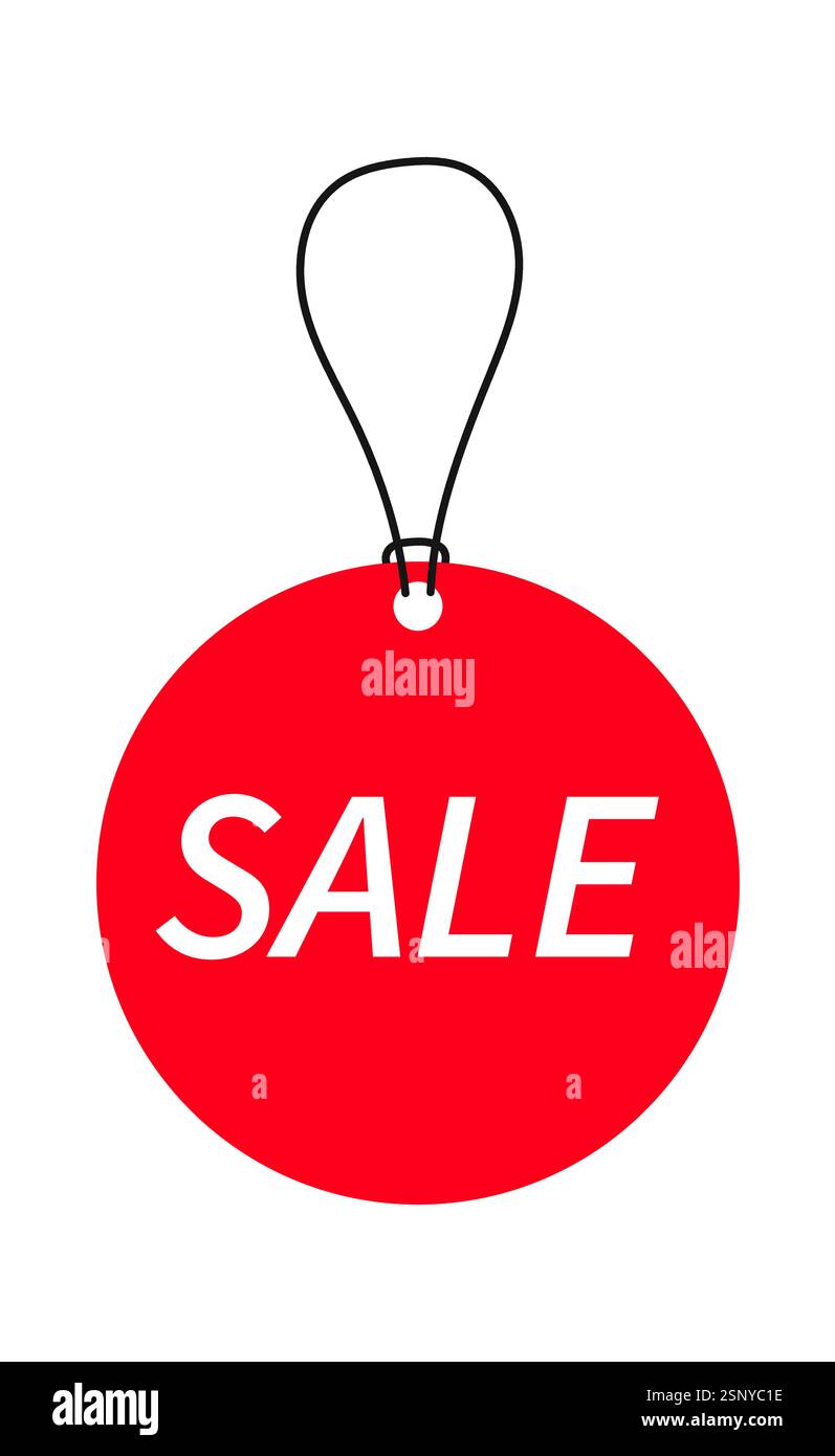 Red sale labels. Realistic price tags mockups. Vector hanging tag set ...