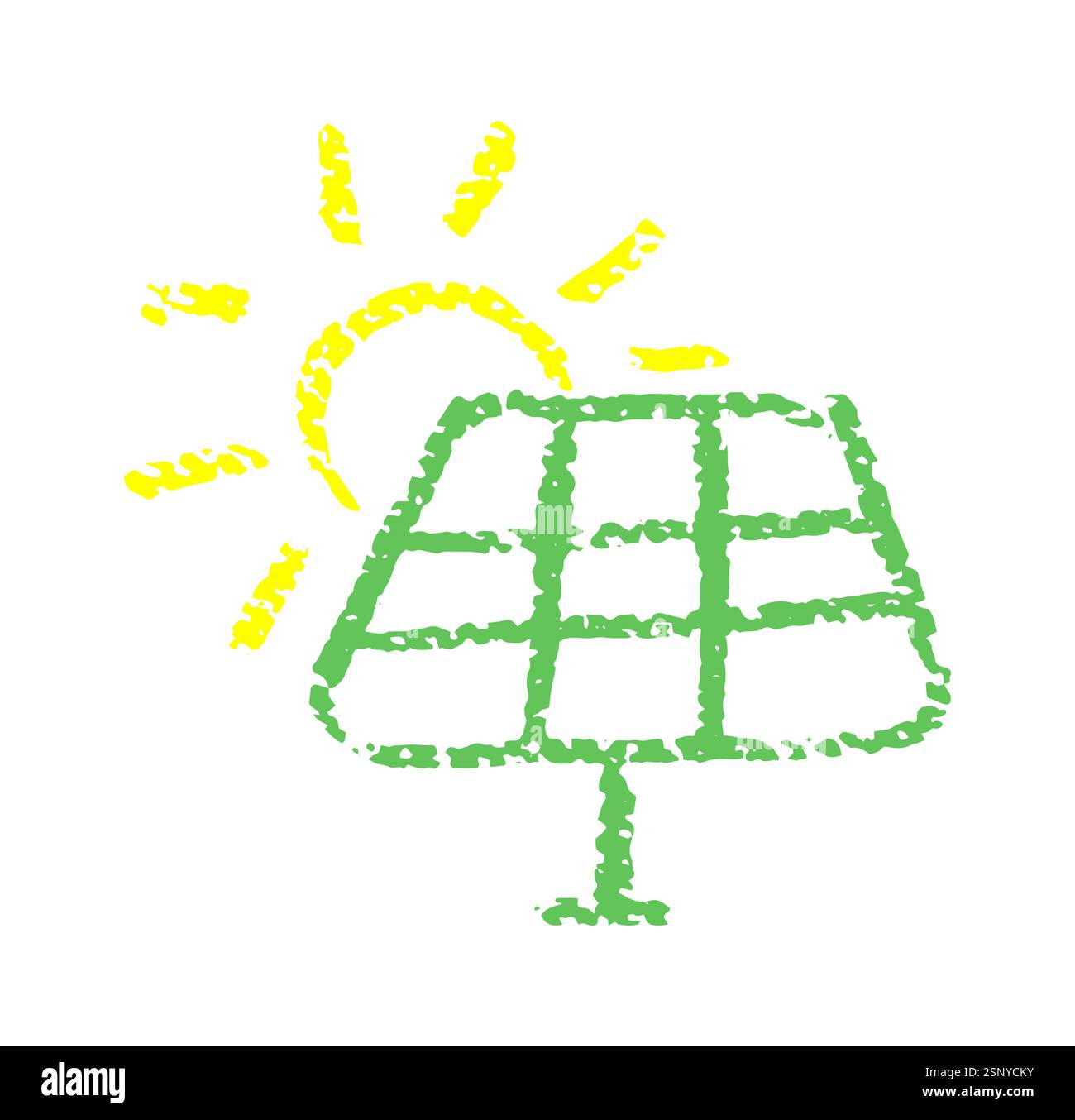 Hand-Drawn Solar Panel and Sun Icon for Renewable Energy, Eco-Friendly ...