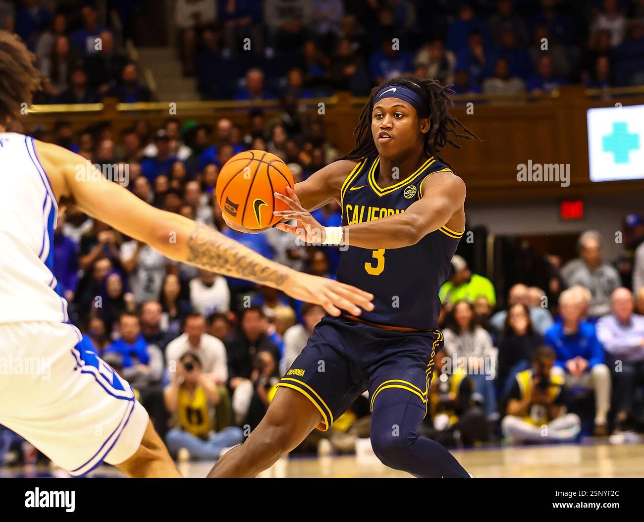 February 12, 2025: California guard DeJuan (DJ) Campbell (3) passes ...