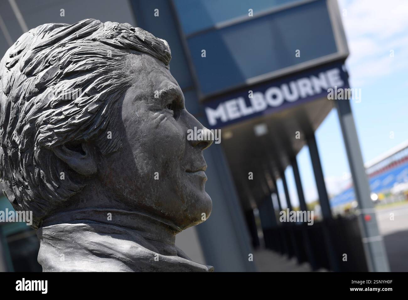 A statue of Alan Jones, the Australian Formula 1 race car driver at the ...