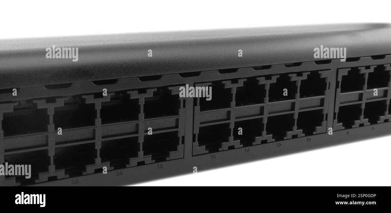 Networking ethernet 24 port switch isolated on white background ...