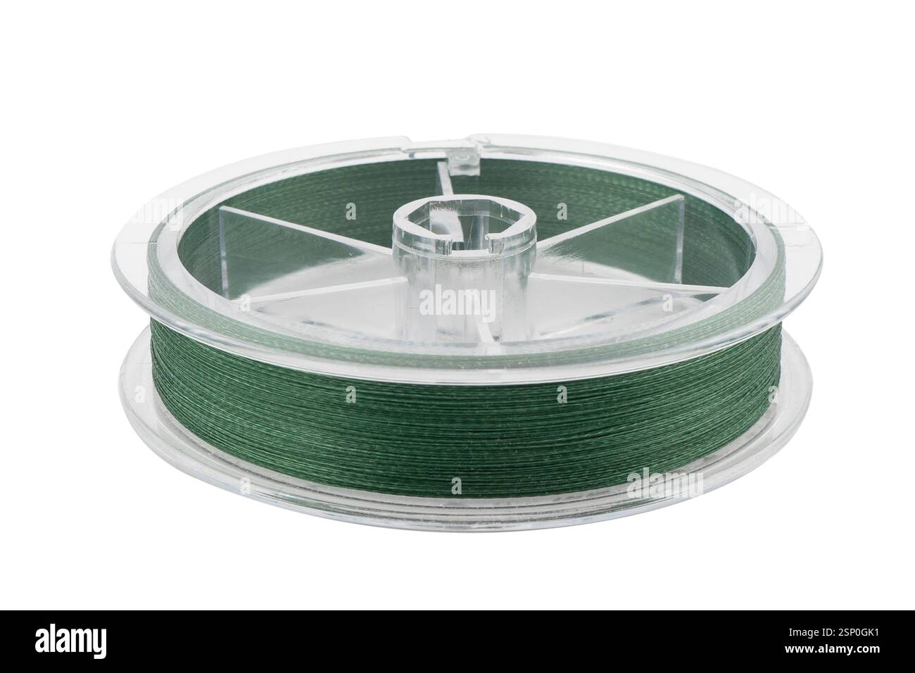 Fishing braided line isolated on white background. Spool of blue cord ...