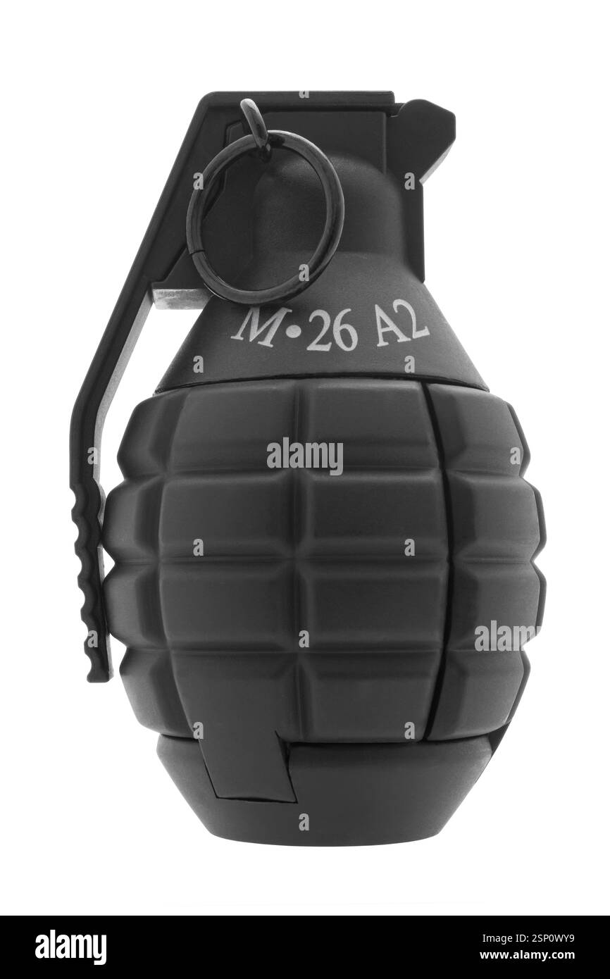 Toy hand grenade on white background Stock Photo - Alamy