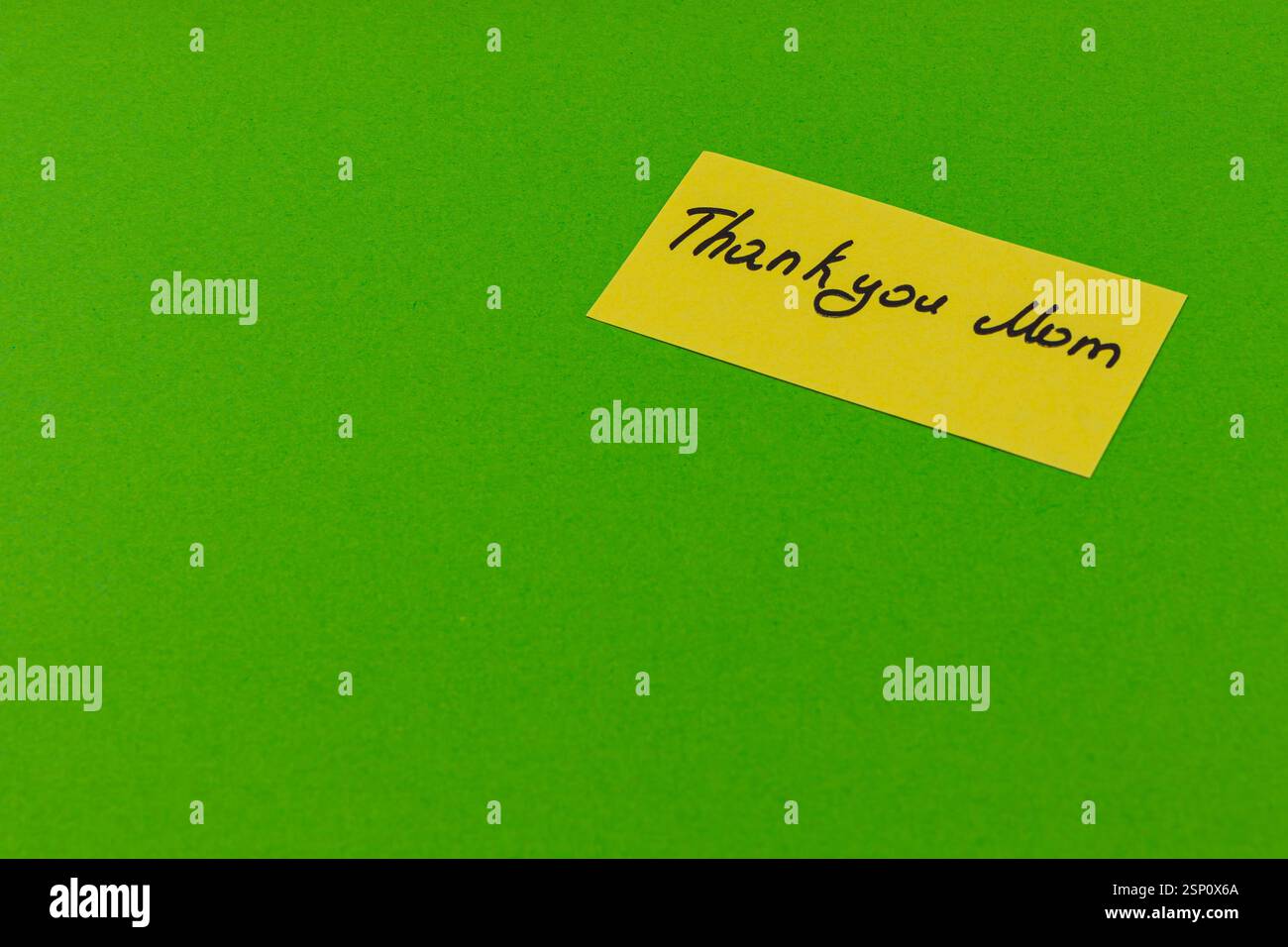 A handwritten note says Thank you Mom against a vibrant green ...