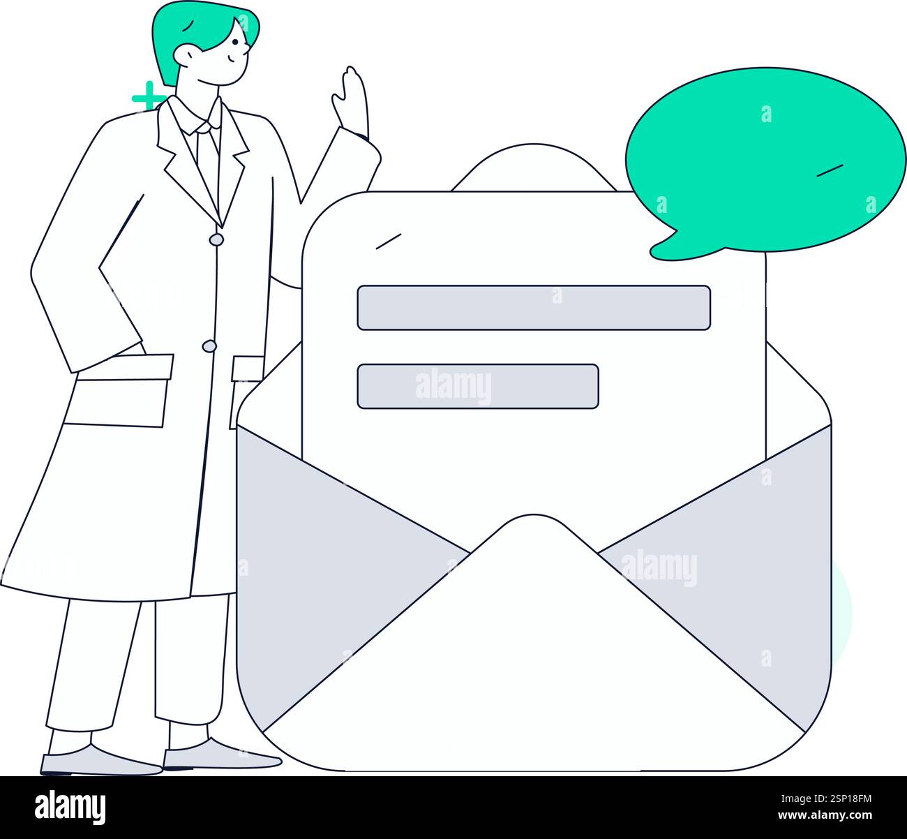 Doctor examines patient flat vector concept operation hand drawn ...