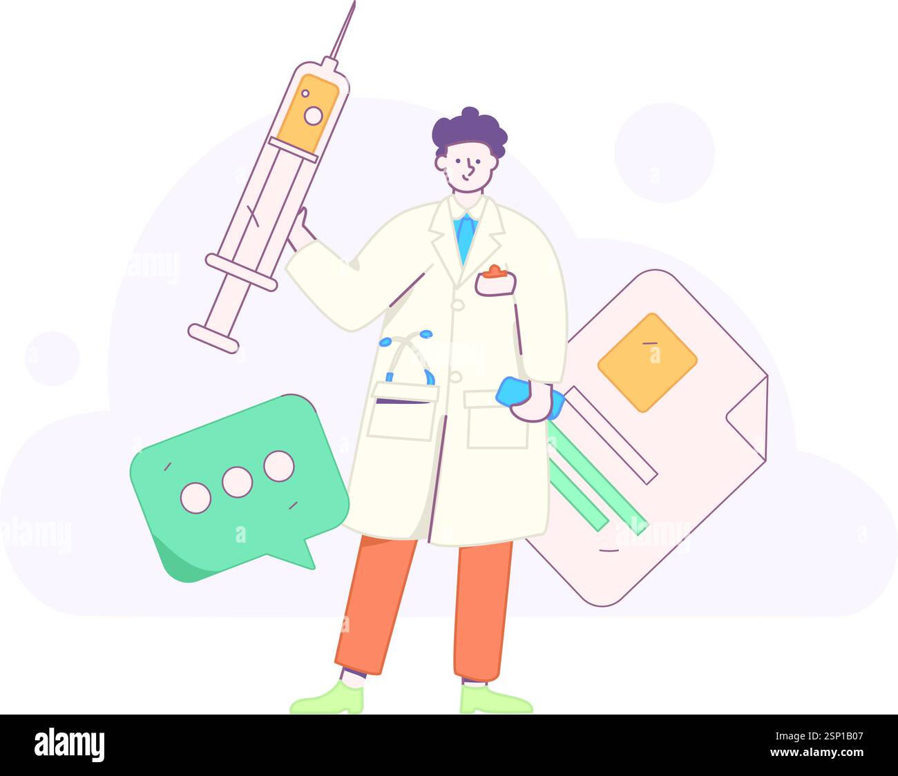 Doctor examines patient flat vector concept operation hand drawn ...