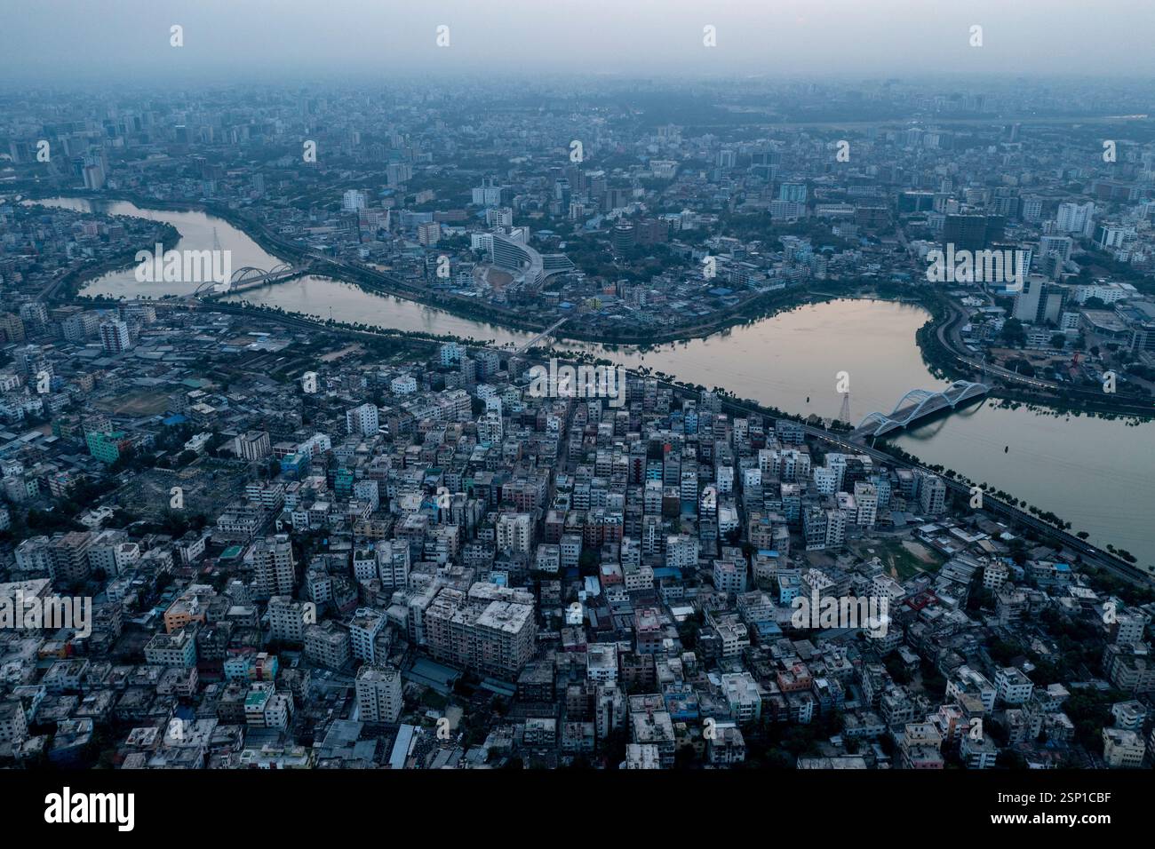 A breathtaking aerial view of Dhaka’s Hatirjheel project, showcasing ...