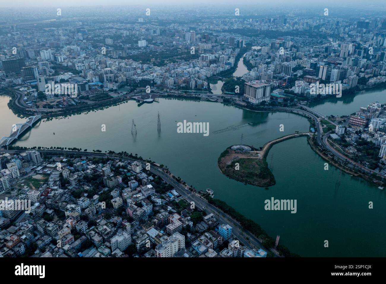 A breathtaking aerial view of Dhaka’s Hatirjheel project, showcasing ...