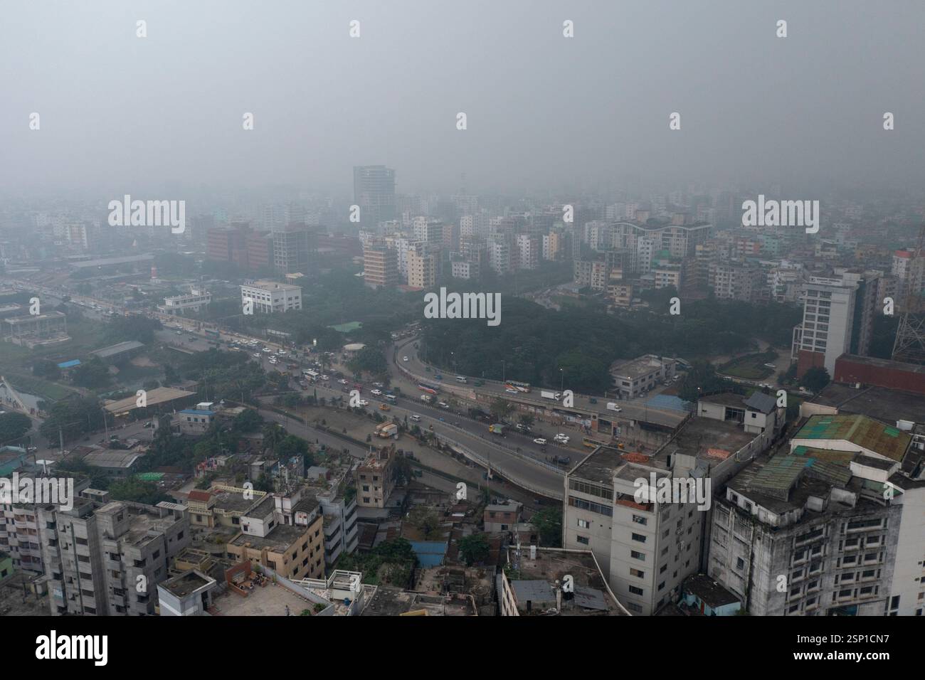 Aerial view of Dhaka blanketed in dense winter fog. Dhaka, Bangladesh Stock Photo - Alamy