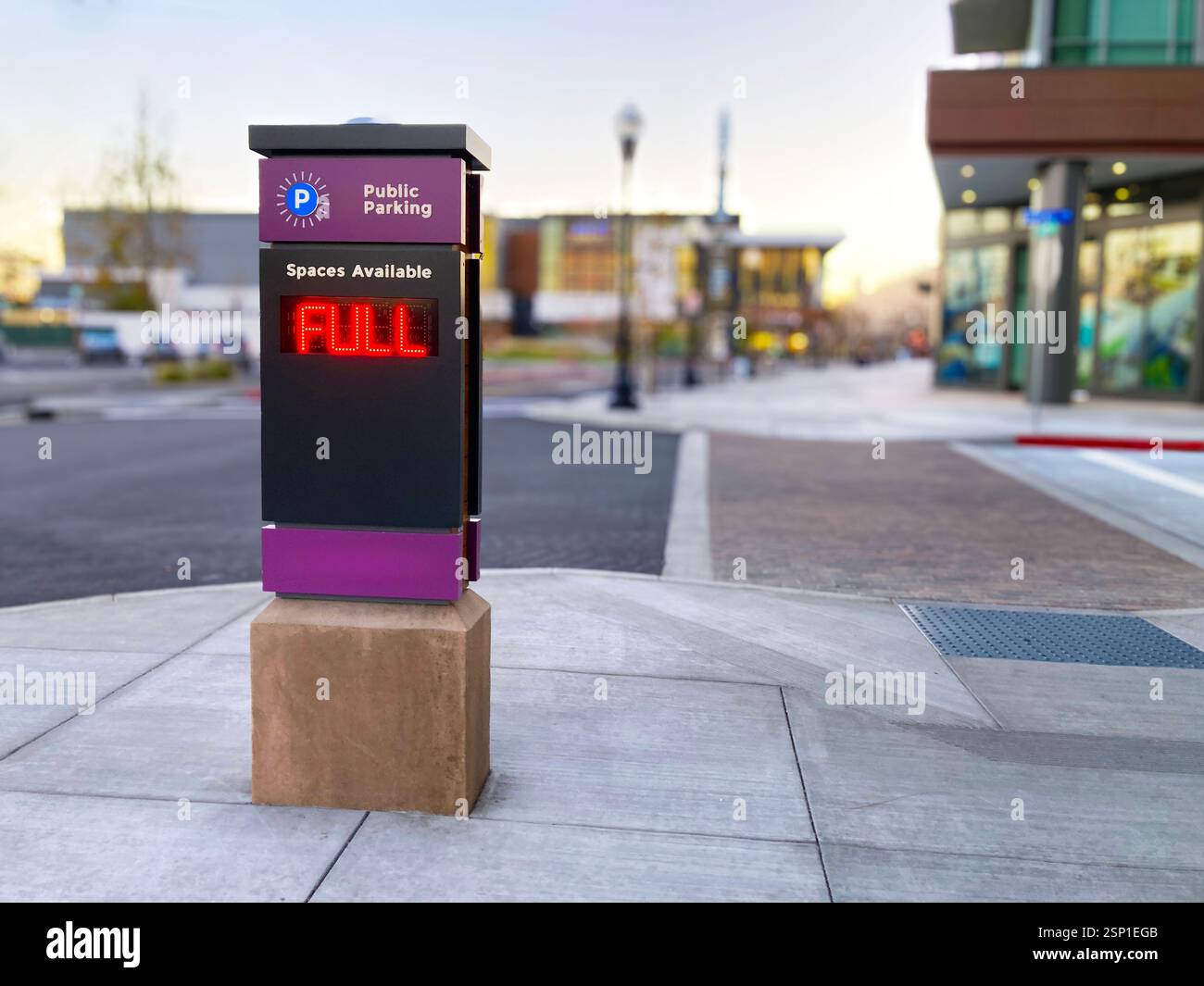 Public parking sign displays FULL in bright red letters. Electronic ...