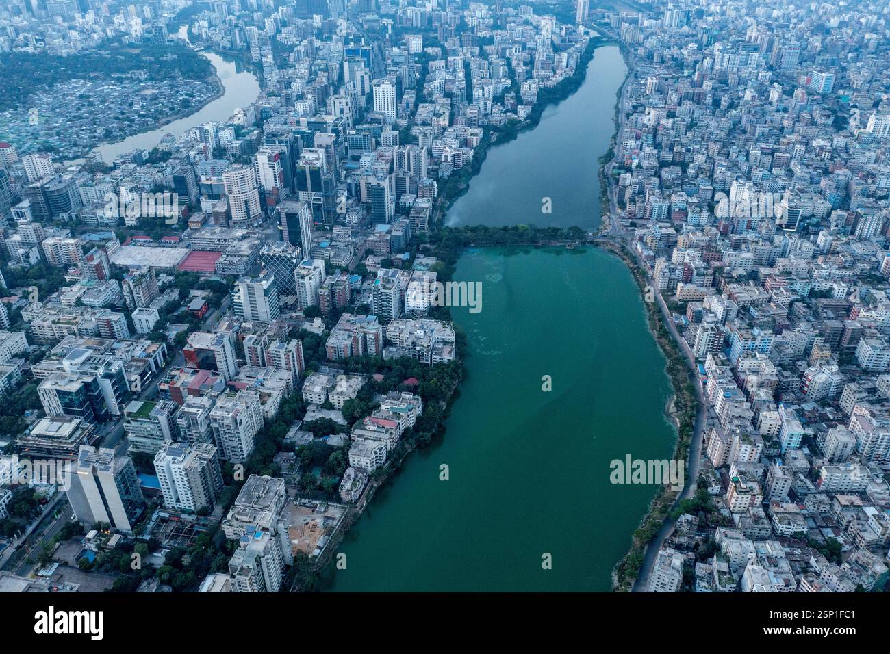 A stunning aerial view of Dhaka’s Gulshan area, featuring Gulshan Lake ...