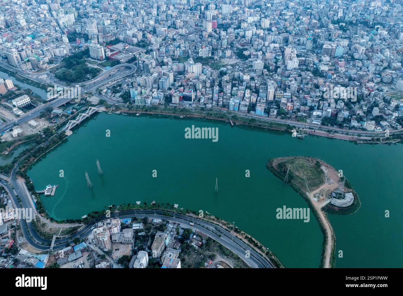 A breathtaking aerial view of Dhaka’s Hatirjheel project, showcasing ...