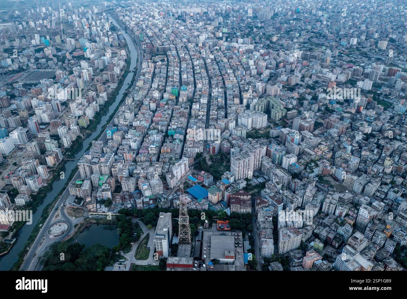 An aerial view of Dhaka, one of the most densely populated cities in ...