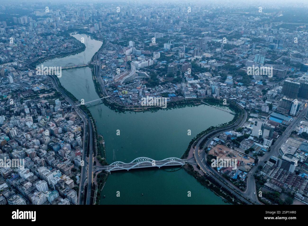A breathtaking aerial view of Dhaka’s Hatirjheel project, showcasing ...