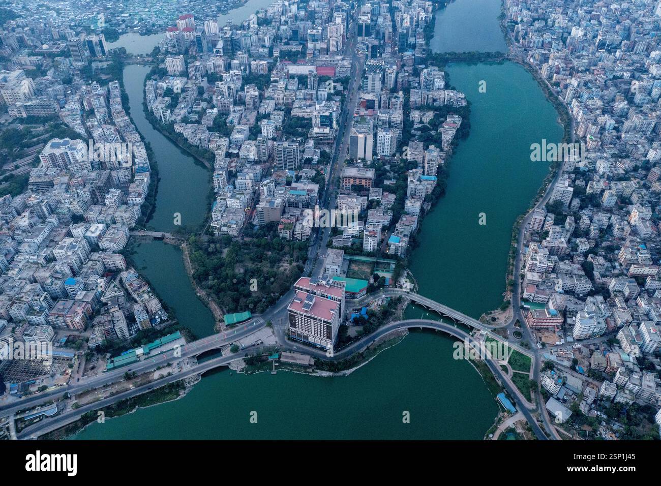 A stunning aerial view of Dhaka’s Gulshan area, featuring Gulshan Lake ...