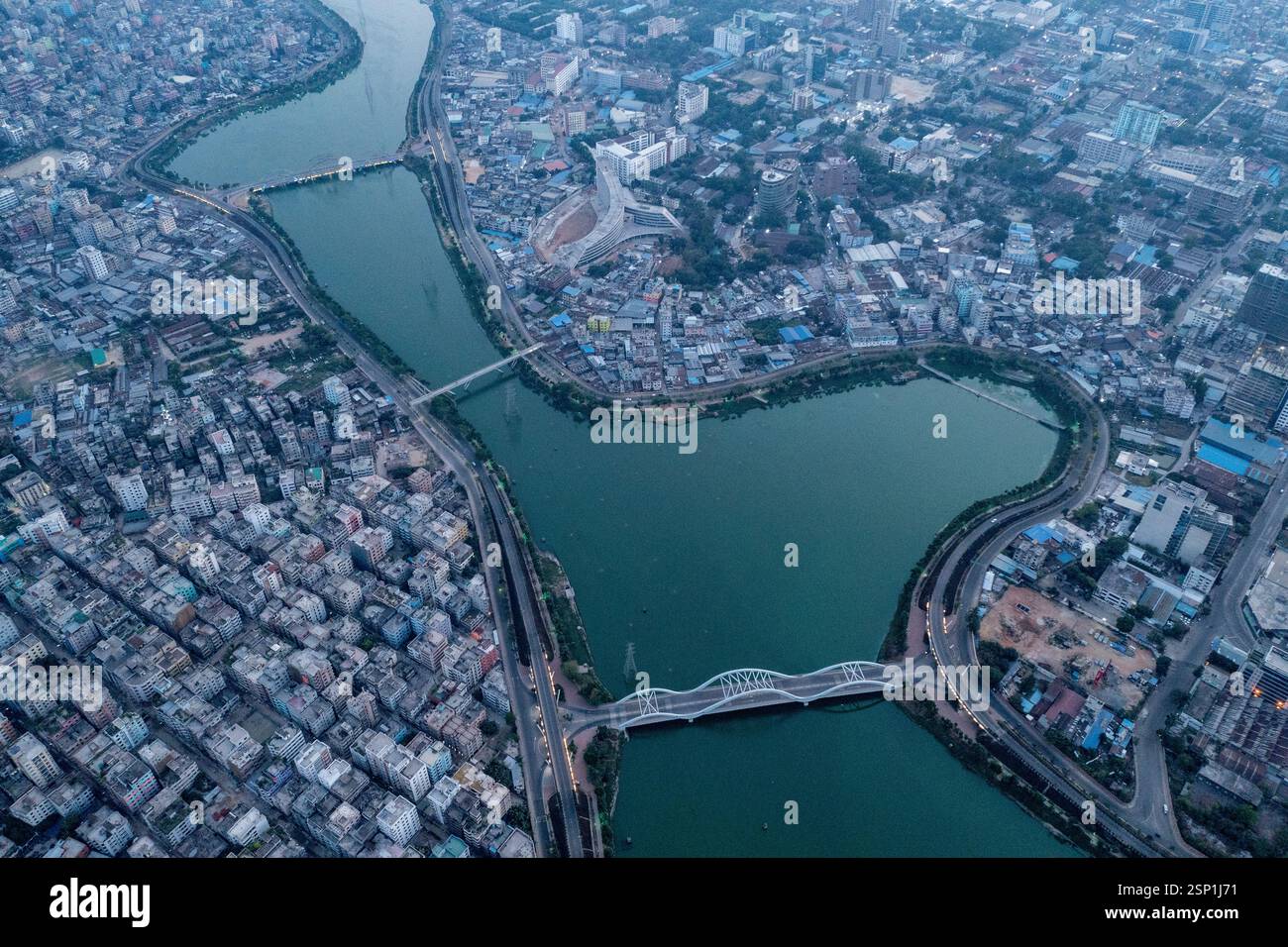A breathtaking aerial view of Dhaka’s Hatirjheel project, showcasing ...