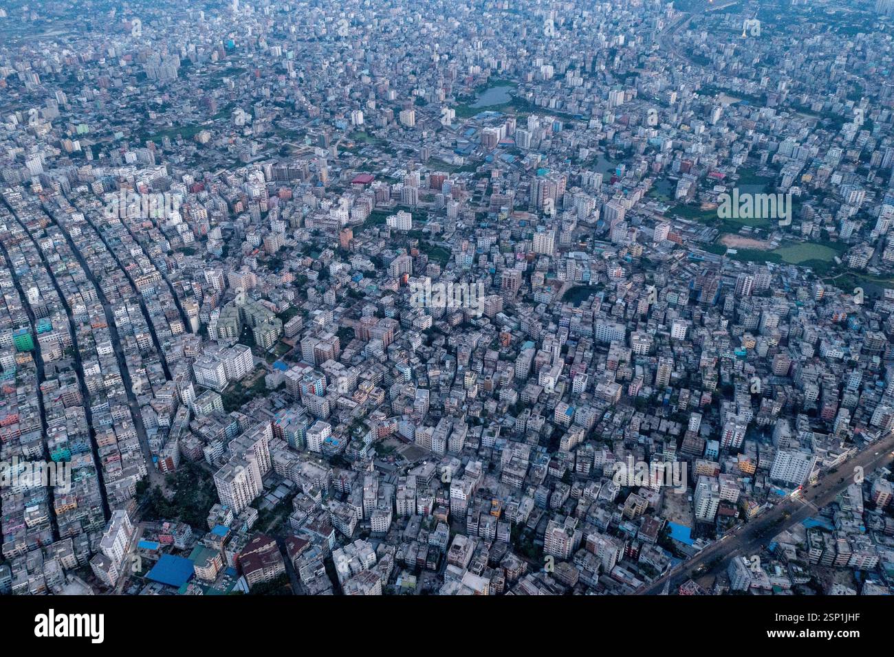 An aerial view of Dhaka, one of the most densely populated cities in ...