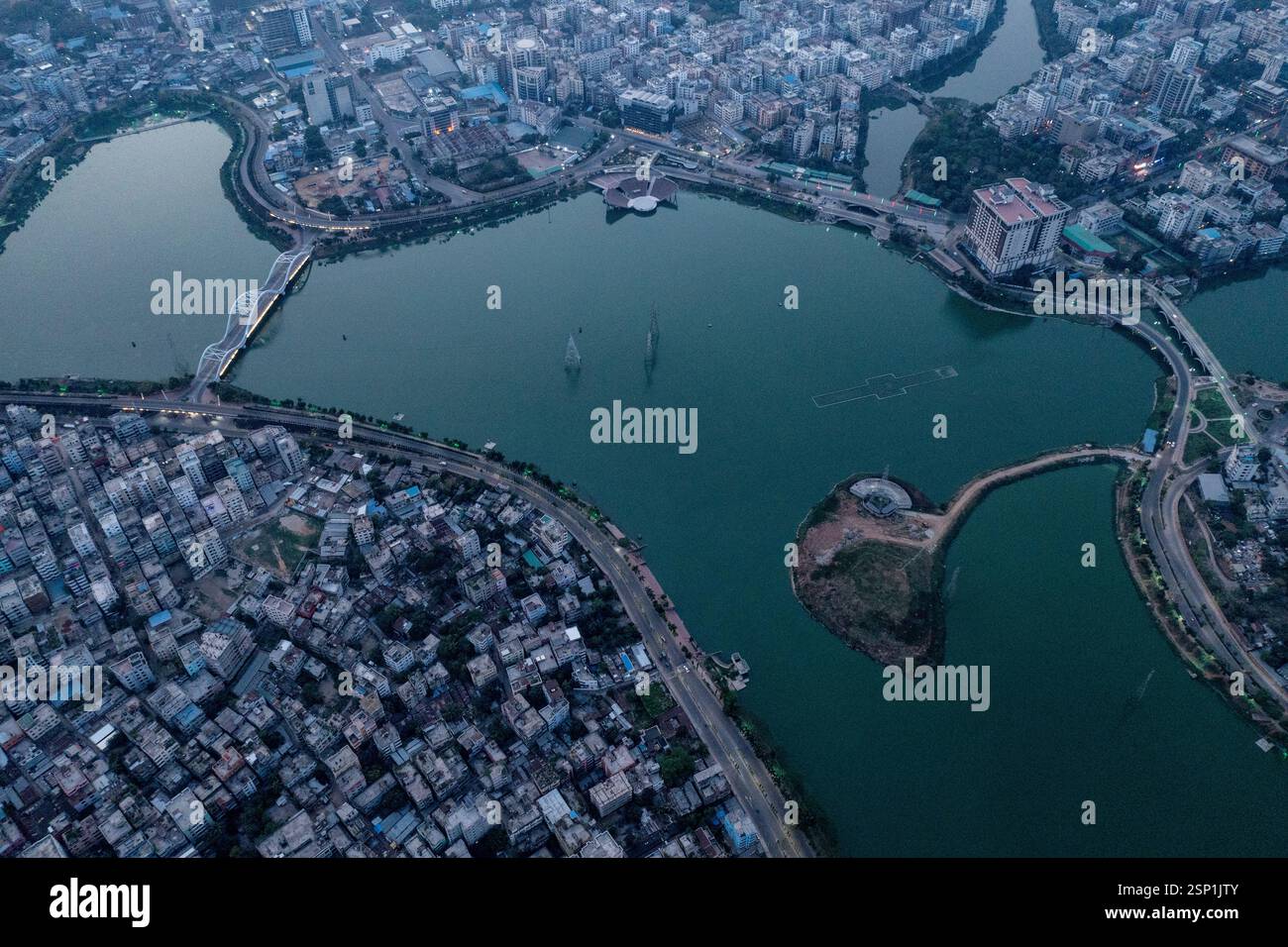A breathtaking aerial view of Dhaka’s Hatirjheel project, showcasing ...