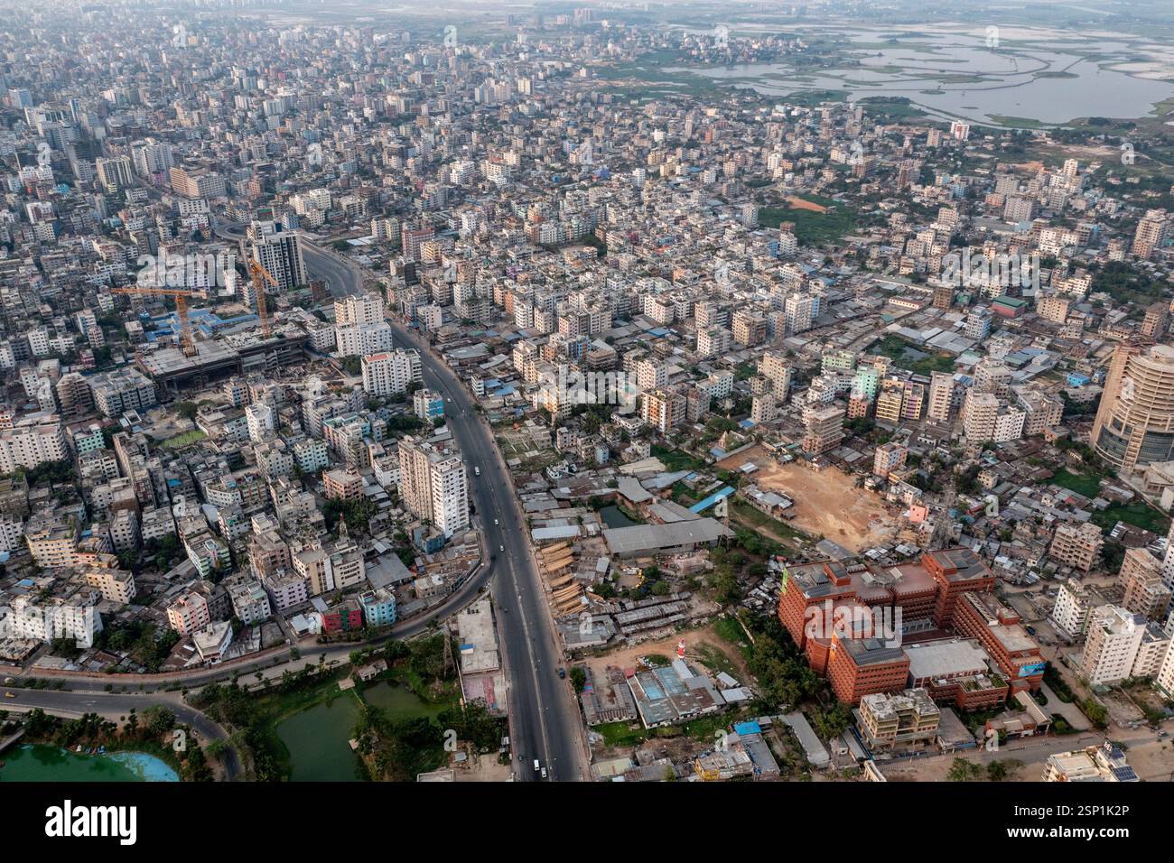 An aerial view of Dhaka, one of the most densely populated cities in ...