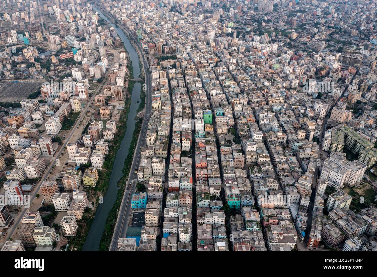 An aerial view of Dhaka, one of the most densely populated cities in ...