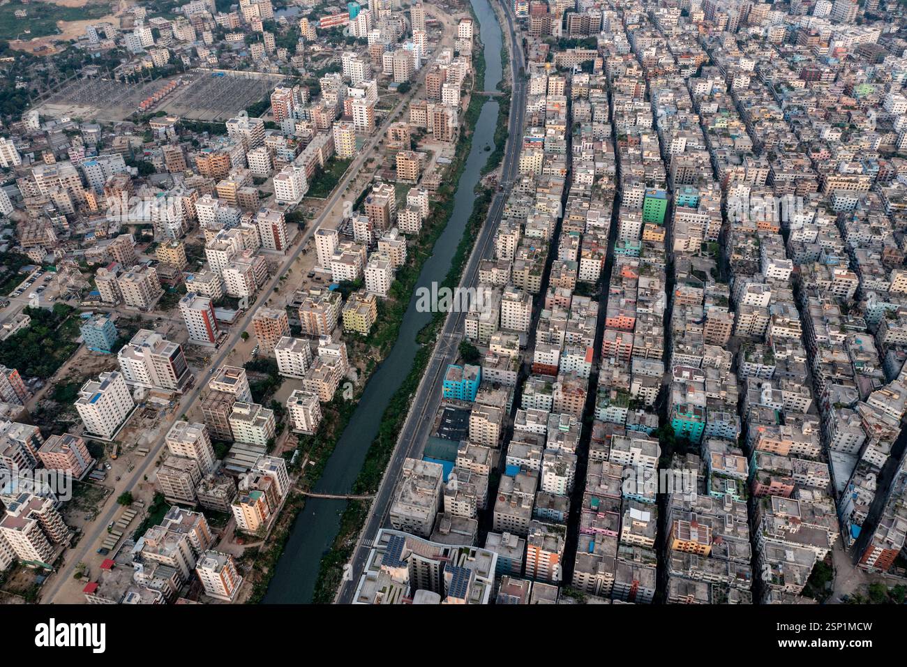 An aerial view of Dhaka, one of the most densely populated cities in ...