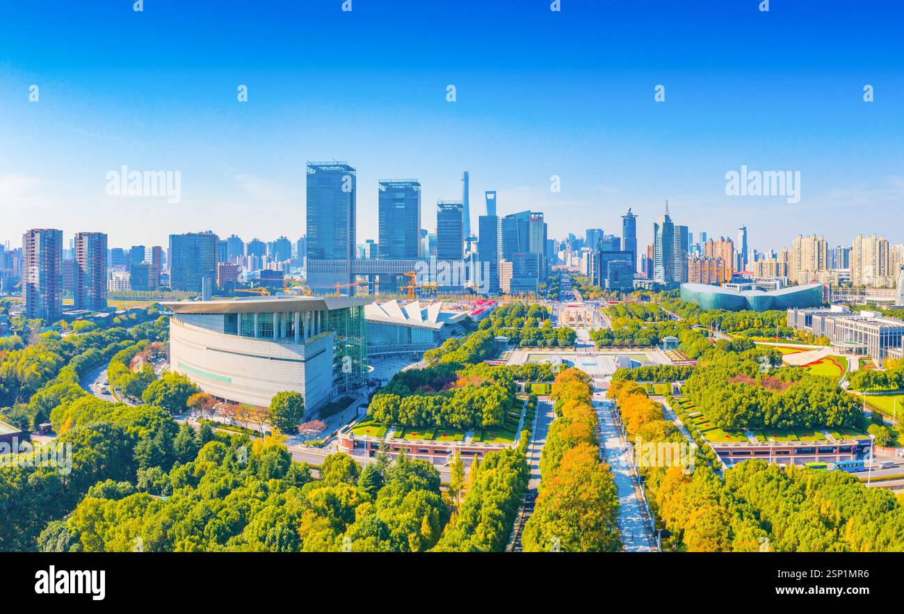 Aerial view of Century Square in Shanghai, China Stock Photo - Alamy