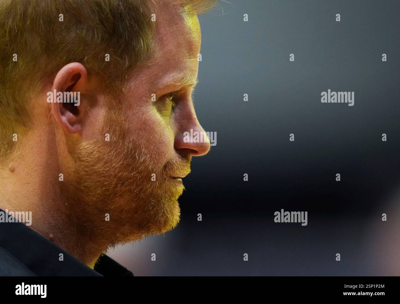 Britain's Prince Harry, the Duke of Sussex, prepares to hand out gold ...