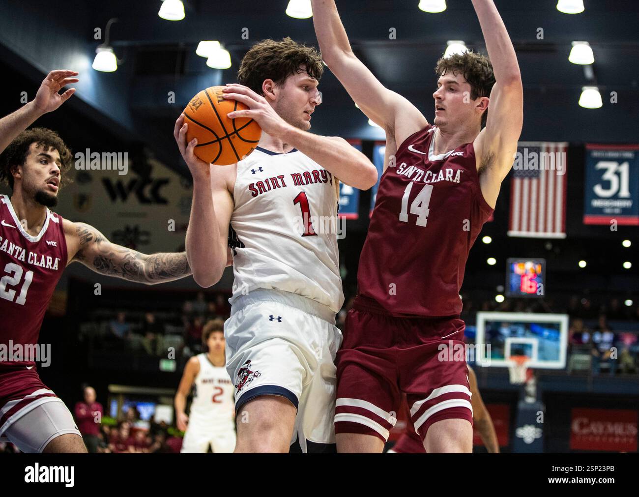 Moraga, CA U.S. 16th Feb, 2025. A. Saint Marys center Harry Wessels (1 ...