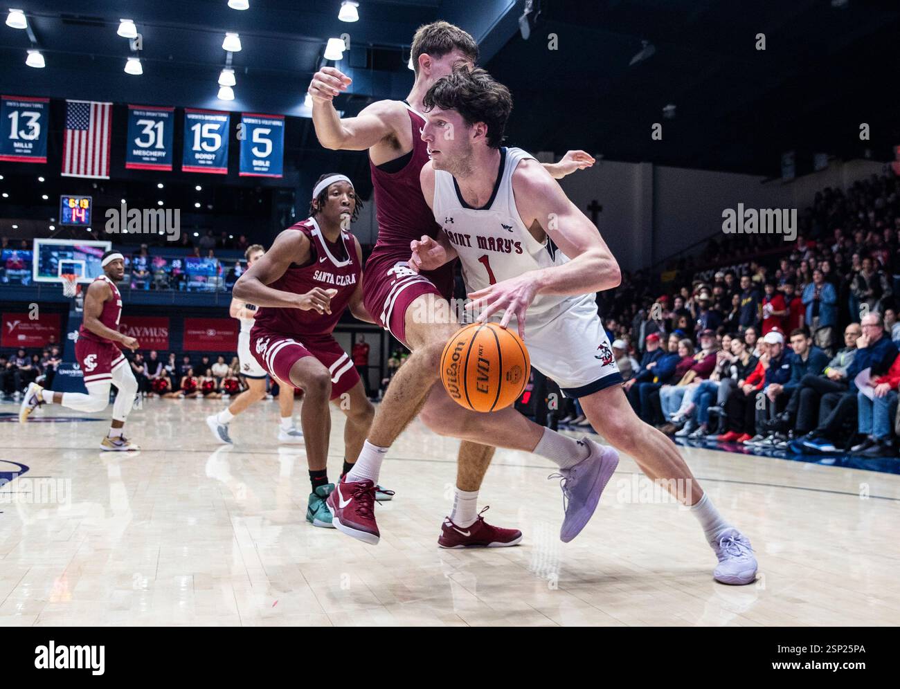 Moraga, CA U.S. 16th Feb, 2025. A. Saint Marys center Harry Wessels (1 ...
