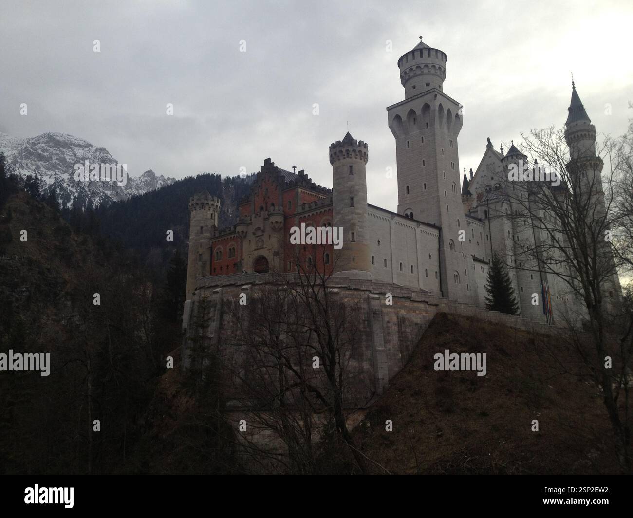 Neuschwanstein Castle, Germany, Munich. A majestic white castle perched ...