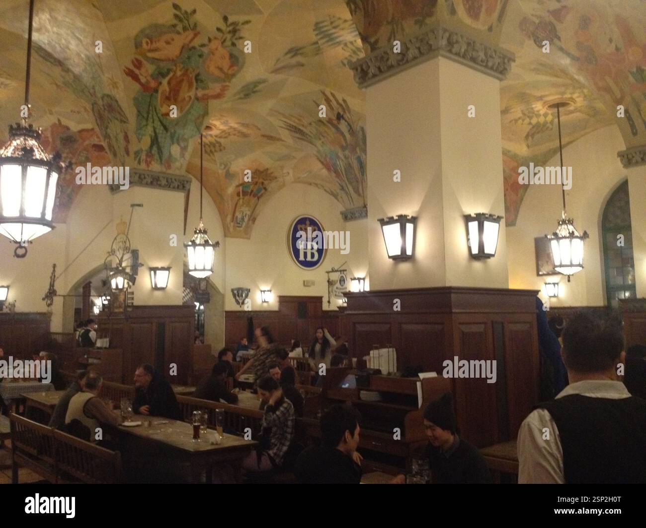 Single red letter. Initial of famous beer hall. Potential brand logo ...