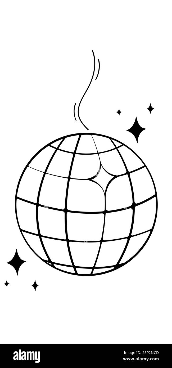 Simple Outline Hand Drawn Disco Ball Doodle Illustration Stock Vector ...