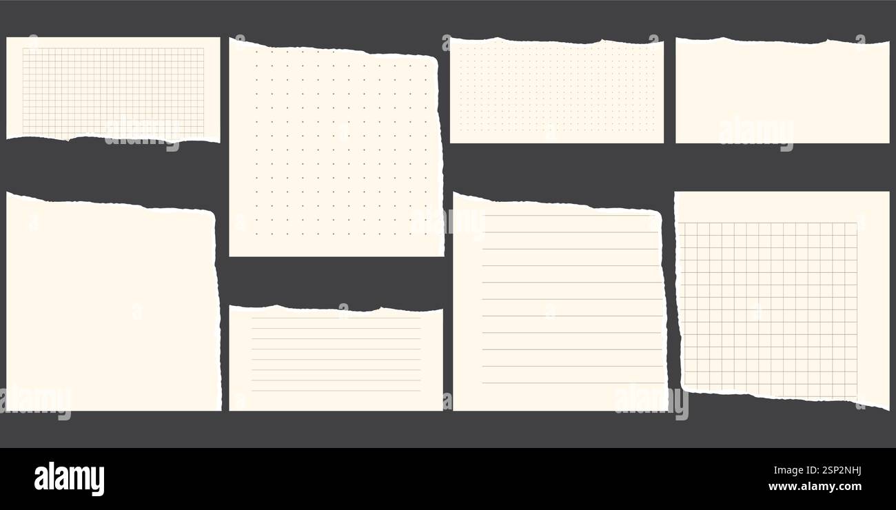 Paper scraps. Torn pieces of paper, with torn edges for notes ...