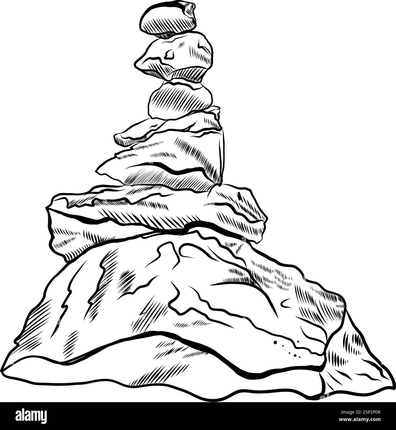 Stone Stacking Art. Rock Balancing vector illustration, sketch style ...