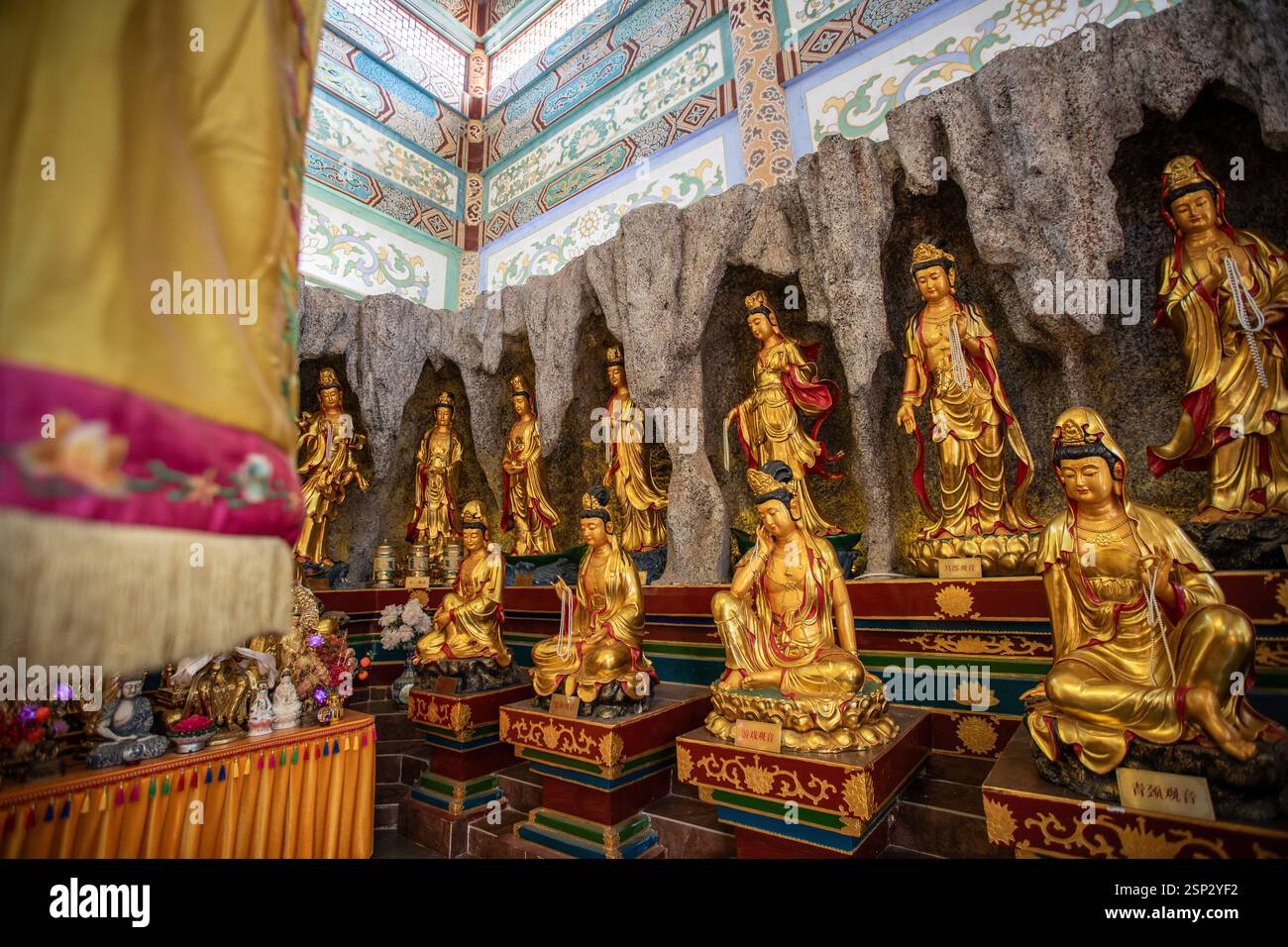 Inside of a traditional Chinese Temple (name unknown) in the Chinatown ...