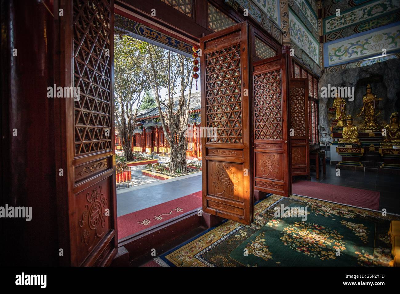 Inside of a traditional Chinese Temple (name unknown) in the Chinatown ...