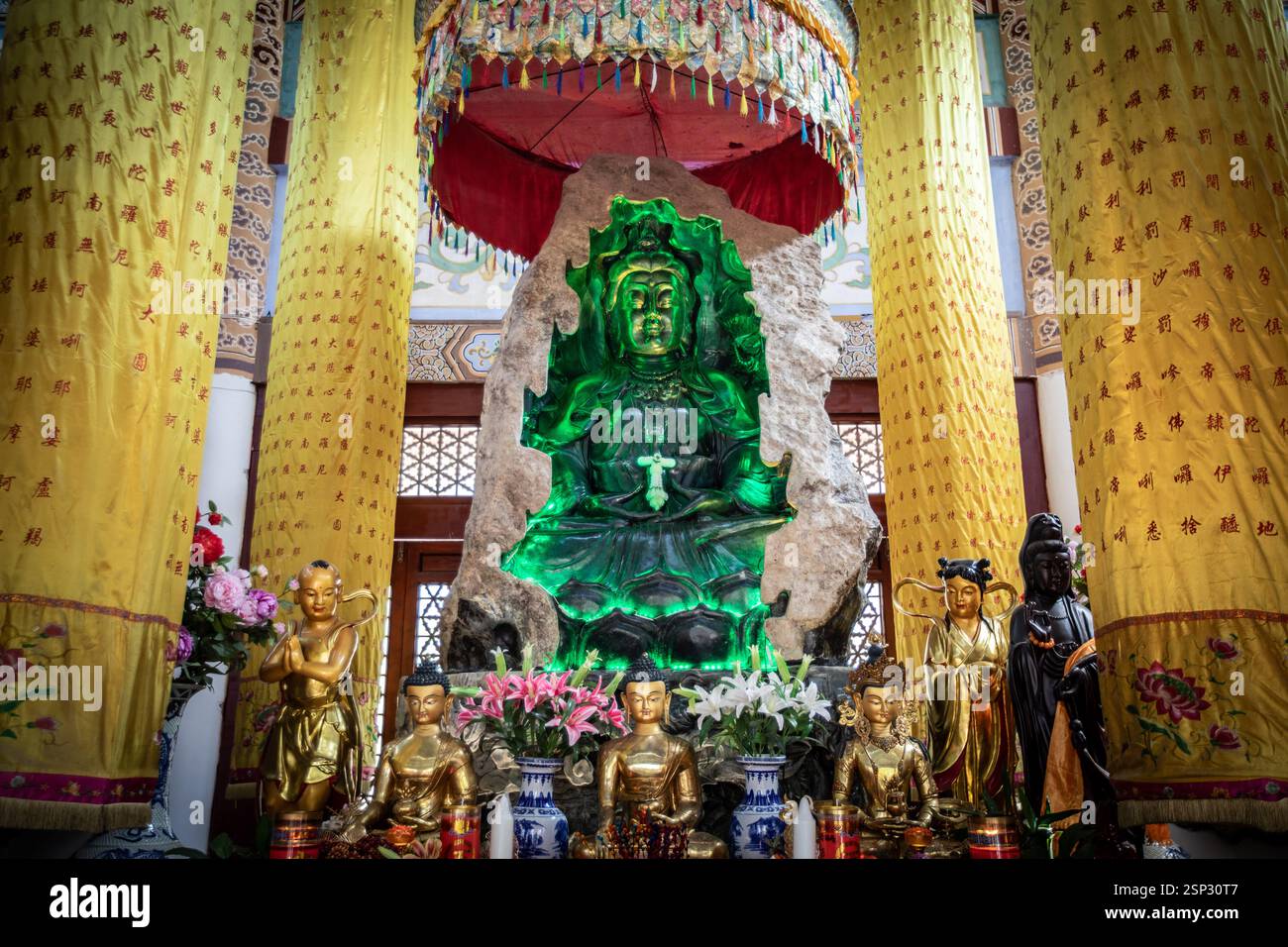 Inside of a traditional Chinese Temple (name unknown) in the Chinatown ...